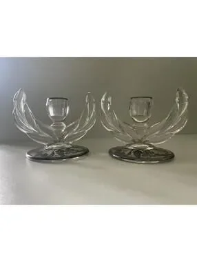 Indiana Glass | Accents | Pair Of Indiana Glass Willow Wsilver Overlay ...